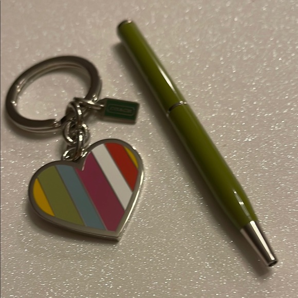 Coach | Accessories | Coach Multicolored Heart Keychain And Green Coach ...